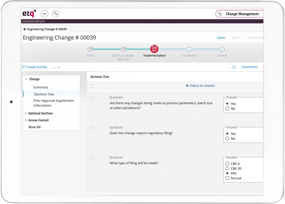 Change Control Management Software | ETQ Reliance®