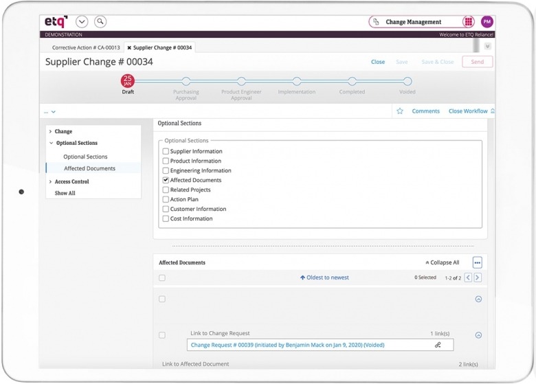 Change Control Management Software | ETQ Reliance®
