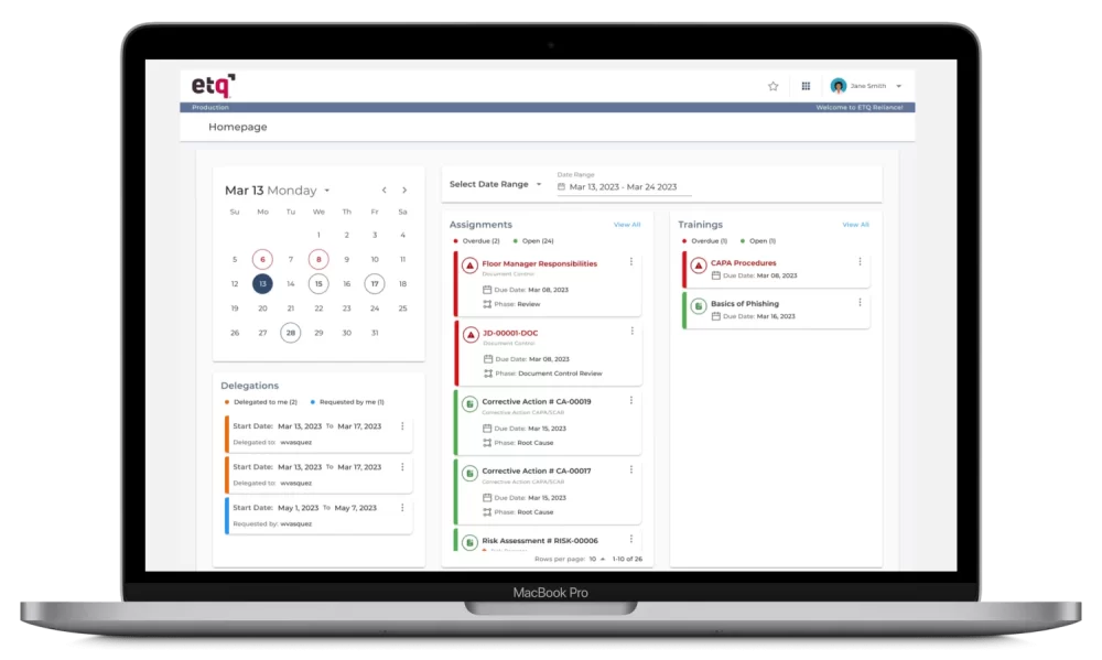 Electronic Quality Management System (EQMS) - ETQ Reliance®